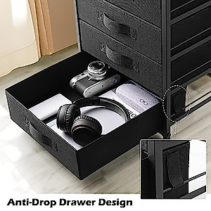 TOPSKY Mobile Cabinet, Fabric Storage Tower with Anti-Drop Drawers for Home Office (Black, 5 Drawers)