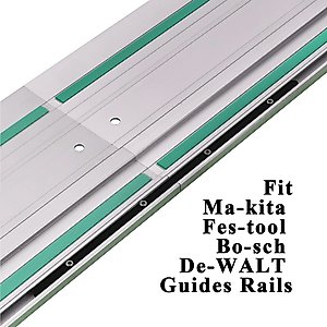 Guide Rail Connector Set P-20177 for Makita Track Saw Long Cuts， Also Compatible with Festool, Fit for DeWalt in Integrated Guide Rail T-Slots for Secure Cutting, 4 PCS, Black