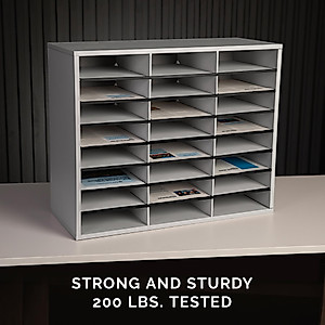 Fellowes 25041 Literature Organizer - 24 Compartment, Letter, Dove Gray