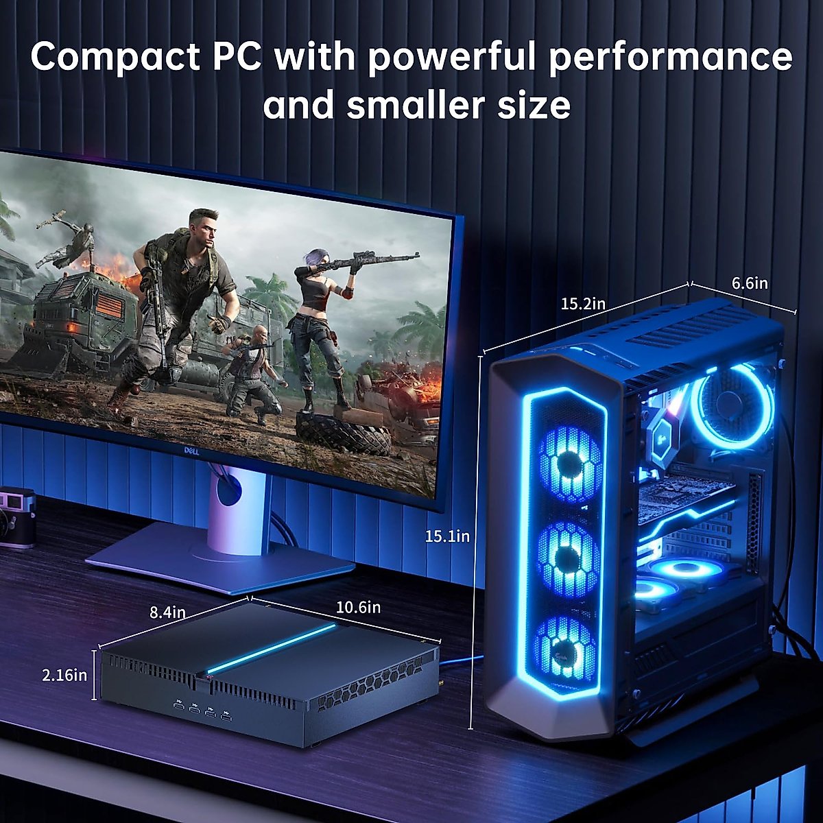 Mini PC Gaming, Desktop Computer i9-13900F 24 Cores Upto 5.6GHz, DDR5, 512G M.2 PCIE4.0 SSD, Windows 11 Pro, GeForce RTX4060Ti 8G, Four Display, 8K@60Hz Outputs, Dual LAN, WiFi6E/BT5.3