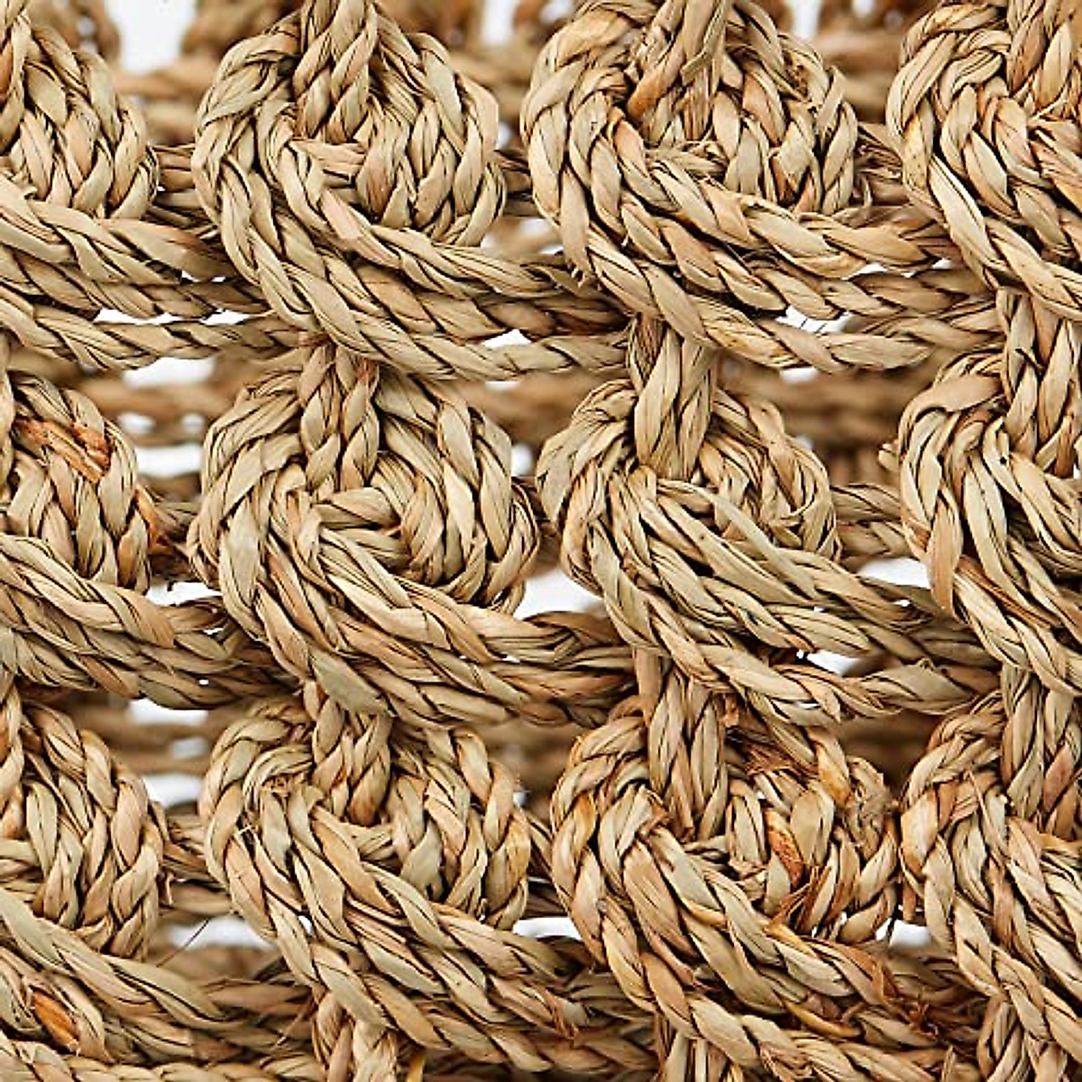 mDesign Small Natural Rose Woven Seagrass Bathroom Toliet Roll Holder Storage Organizer Basket Bin; Use on Bathroom Countertop, Toilet Tank Top - Holds 3 Rolls of Toilet Paper - Natural/Tan