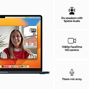 Apple 2023 MacBook Air Laptop with M2 chip: 15.3-inch Liquid Retina Display, 8GB Unified Memory, 512GB SSD Storage, 1080p FaceTime HD Camera, Touch ID. Works with iPhone/iPad; Midnight