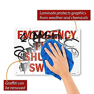 SmartSign 10 x 14 inch “Emergency Fuel Shut-Off Switch” Metal Sign, Screen Printed, 40 mil Laminated Rustproof Aluminum, Red and White