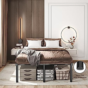 HAAGEEP Metal Bed Frame Queen Size - 20 Inch Platform Bed Frames No Box Spring Needed Tall Black Bedframe Heavy Duty