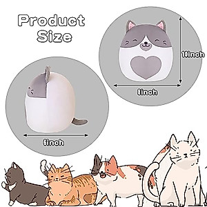 SQEQE Couple Cat Stuffed Animal with Hearts Love Cat Plush Cute Kitty Plush Pillow Soft Animal Stuffy Doll Toys Valentine’s Day Gifts for Girlfriend Boyfriend(Gray, 10 inch)