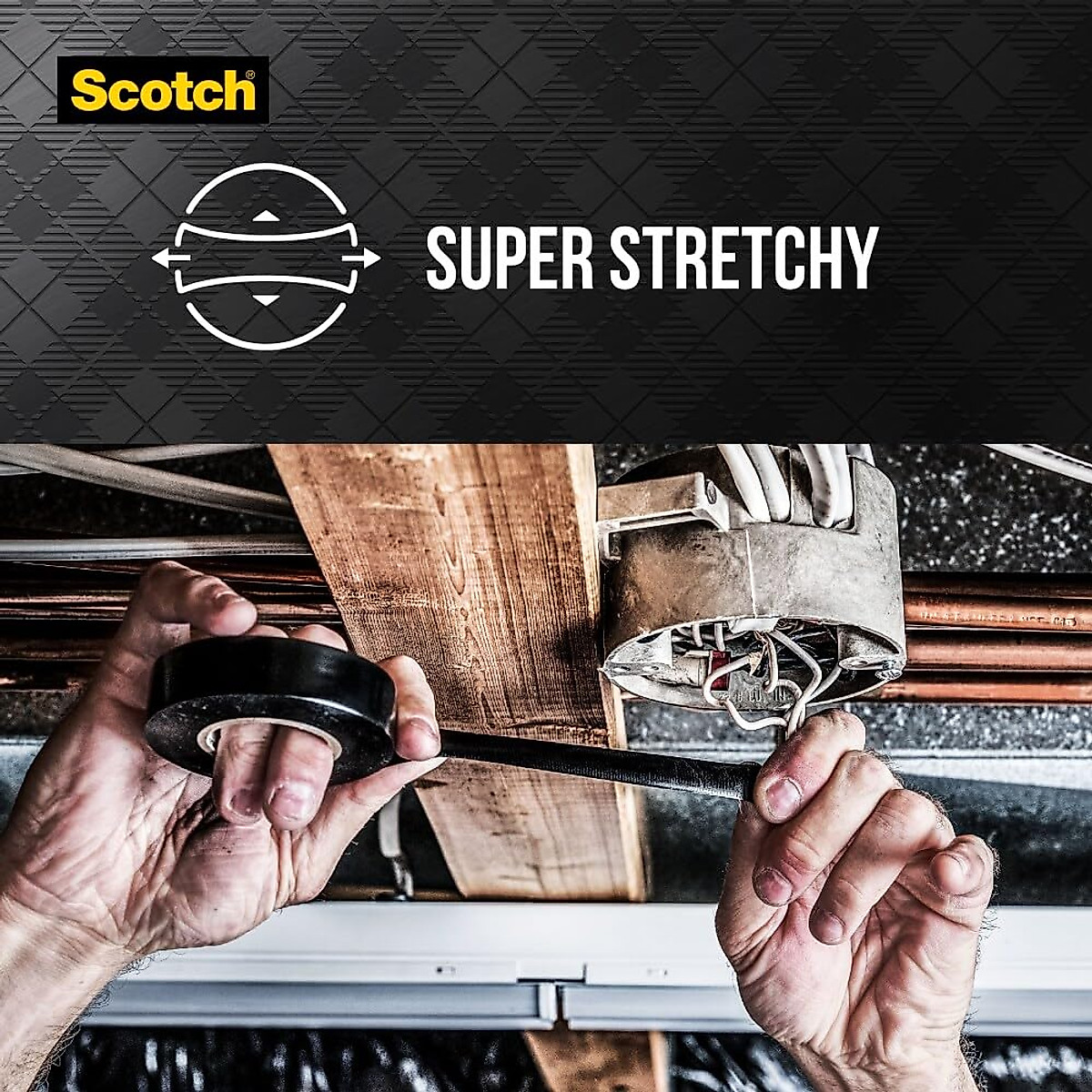 Scotch Vinyl Electrical Tape, Black, 3/4-in by 66-ft, 1-Roll