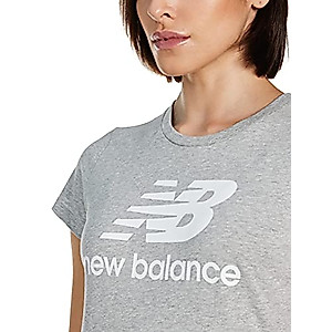 New Balance Women's NB Essentials Stacked Logo Short Sleeve 19, Athletic Grey, Large