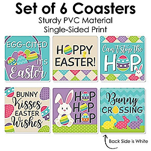 Big Dot of Happiness Hippity Hoppity - Funny Easter Bunny Party Decorations - Drink Coasters - Set of 6