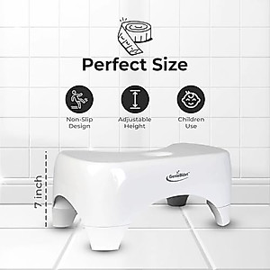 GenieBidet 7" Toilet Stool, Portable Poop Stool-350 lbs Weight, Anti-Slip Bathroom Stool for Kids & Adults, Plastic Toilet Assistance Step Stool