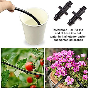 UCLEVER 100PCs Drip Irrigation Barbed Connetor Coupling Fittings for 4mm/7mm Tube Drip Irrigation Watering System