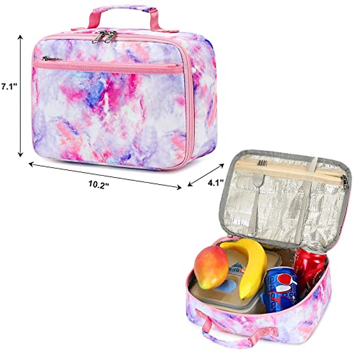 Kids Lunch Box Boys Girls Insulated Lunch Cooler Bag Reusable Lunch Tote Kit for School Travel (878 Galaxy-Purple)