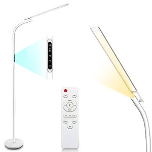 Fistone LED Floor Lamp, Floor Lamps with Stepless Adjustable 3000K-6000K Colors & Brightness, Remote & Touch Control Reading Floor Lamps, Adjustable Gooseneck Standing Floor Lamp for Bedroom Office