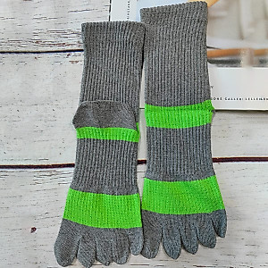 HABITER Mens Crew Toe Socks Cotton Five Finger Sock Running Athletic 5 Toe Shoes Socks 4 Pairs(D3)