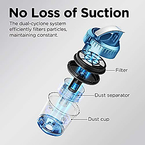 eureka WhirlWind Bagless Canister Vacuum Cleaner, Lightweight Vac for Carpets and Hard Floors, Blue