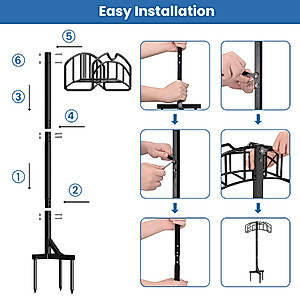 Kesfitt Garden Hose Holder,Detachable Water Hose Holders Freestanding,Heavy Duty Metal Hose Stand Hose Hanger Garden Hose Storage Rack for Outside Lawn Yard