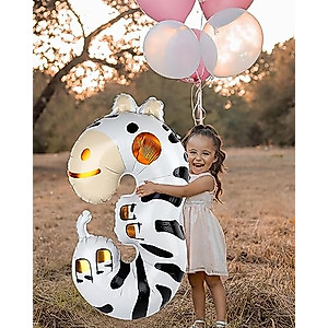 40 inch Number Balloons, Cartoon Zebra Balloon, Number 3 Balloon, Perfect Large Balloon for Fun 3rd 13 30 Birthday Decorations