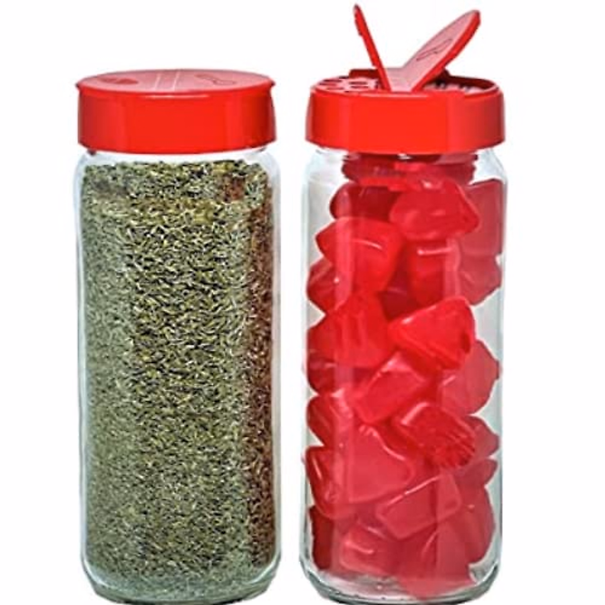 JARMING COLLECTIONS Glass Spice Jars with Shaker Lids - Spice Containers 16 oz Seasoning Shaker for Parmesan Cheese, Cinnamon Sugar Dispenser or as Salt Container with lid