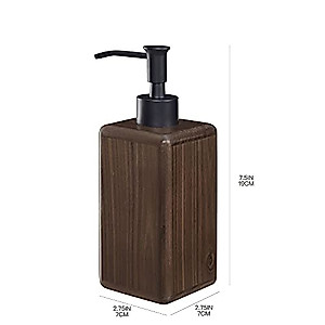 MIHIRO 4-Piece Bathroom Accessories Set, Wood Bathroom Vanity Countertop Accessory with Soap Dispenser, Toothbrush Holder, Bathroom Tumbler and Soap Dish, Waterproof Walnut,100% Solid Wood