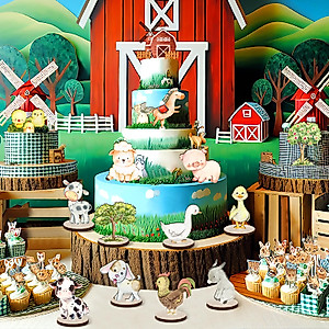 14Pcs Farm Animals Wood Table Centerpieces Farm Creatures Cutout Shapes Table Toppers Farm Themed Baby Shower Decorations Wooden Barnyard Farm Animal for Birthday Party Supplies