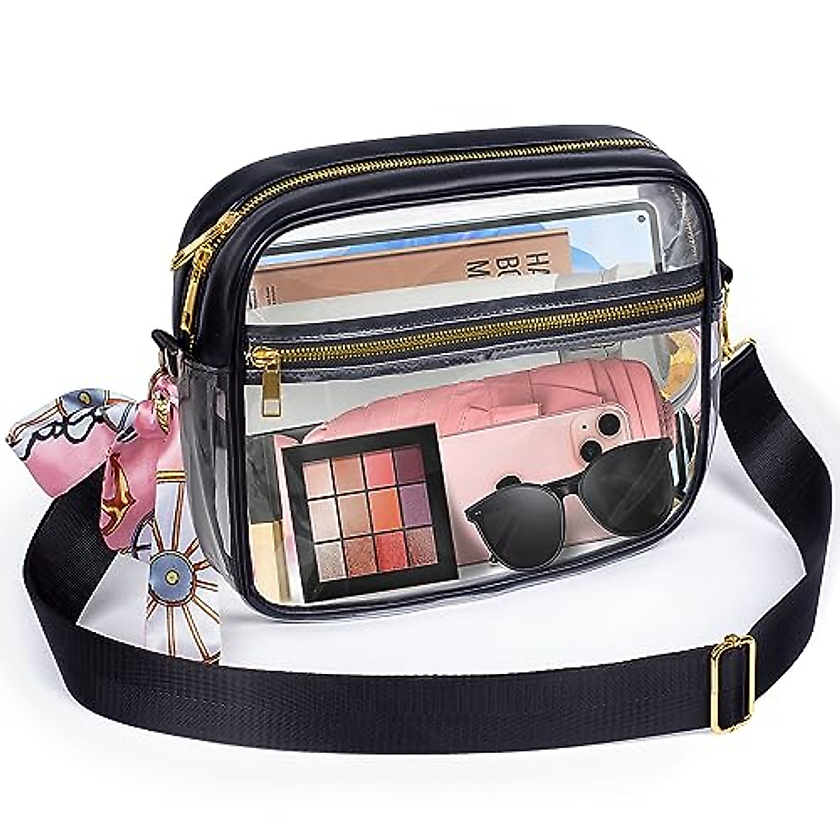 EXQUILEG Clear Bag Stadium Approved - Clear Crossbody Bag with Adjustable Strap, Large Clear Purse for Concerts Sports