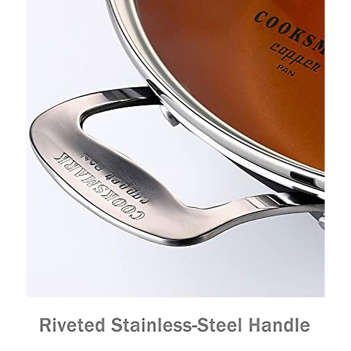 COOKSMARK Copper Pan 12-Inch Nonstick Induction Frying Pan with Lid and Cool-Touch Handle, Copper Ceramic Skillet, Saute Pan, Dishwasher Safe Oven Safe