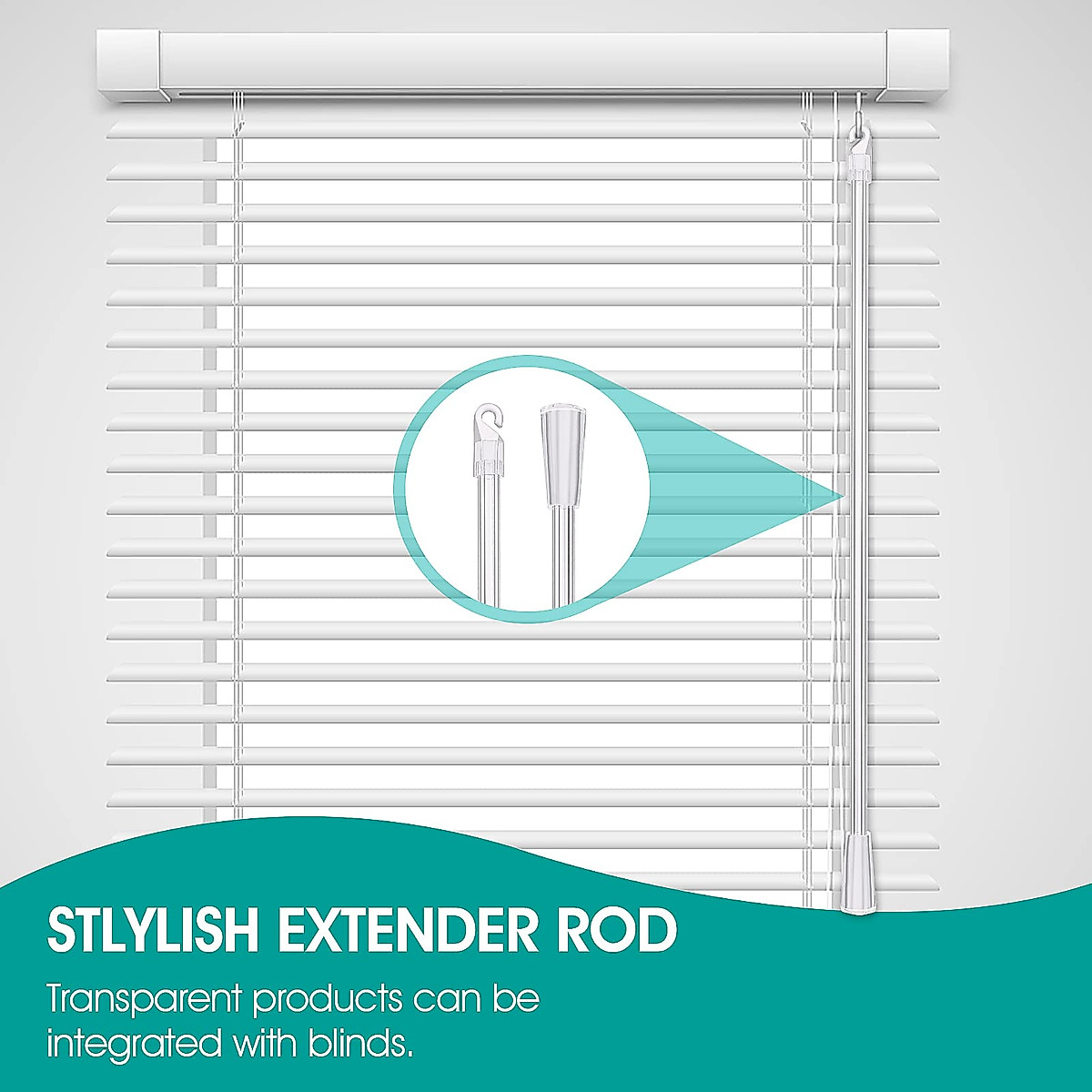 Grevosea 2 Pieces 12 Inches Blind Wand Vertical Blinds Replacement Parts Clear Plastic Blind Opener Long Window Blind Stick Tilt Rod with Hooks and Grips Rod for Vertical & Wood & Cordless Blinds