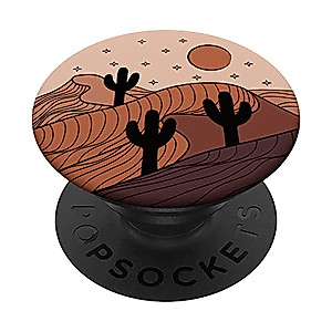 Cactus Desert Western Country Landscape Boho Beige Brown PopSockets Swappable PopGrip