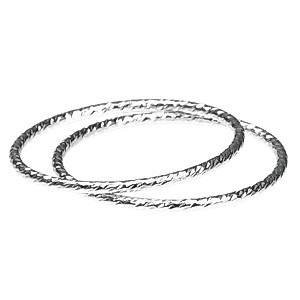 uGems 2 Sterling Silver Sparkle Stacking Rings Size 7 3/4