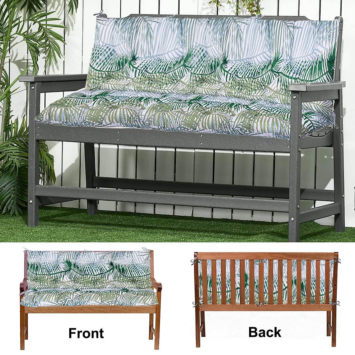 YFYUA 2-3 Seat Swing Replacement Cushions, Waterproof Bench Cushion for Outdoor Furniture with Backrest, Garden Recliner Seat Cushions, for Patio Backyard Porch Garden (40 * 70 in, B-Hawaii)