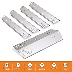 BTCDR Grill Heat Plate Replacement for Dyna-Glo DGH485CRP, Dyna-Glo DGH474CRP Gas Grill, Heat Shield for Dyna-Glo 4 Burner Grill Models, Stainless Steel Heat Tent, 5 Pack