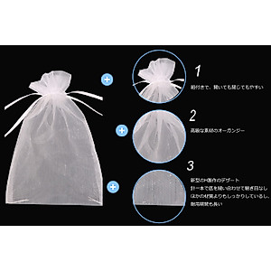 SumDirect White Sheer Organza Bags - 50Pcs 4x6 inches Organza Gift Bags with Drawstring, Organza Jewelry Pouches for Wedding Party Christmas Favor
