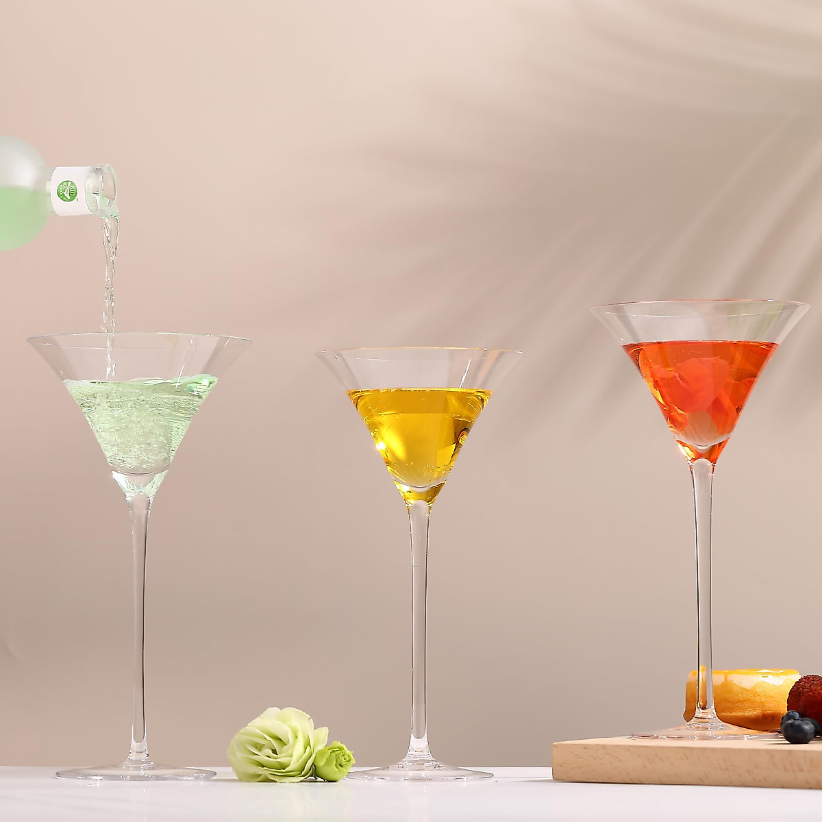 YY Martini Glasses Set of 2-8.5oz Bar Glasses, Crystal Tall Coupe Cocktail Glass with Stem for Martini, Manhattan, Margarita & Cocktails