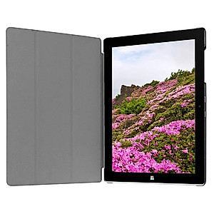 for Microsoft Surface 3 1645 1657 10.8 inch Tablet PC Smart Cover, Ultra Slim Folio Stand with Sleep/Wake Up Function Leather Case for Surface3 10.8" (1-Black)