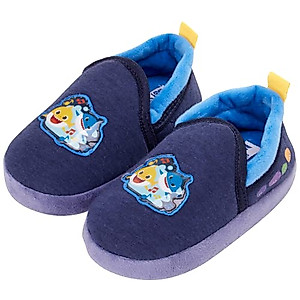 Nickelodeon Toddler Boys' and Girls’ Baby Shark Slippers - Plush Fuzzy Slippers, Non-Skid Sole (5-12 Toddler/Kid), Size 7-8 Toddler, Baby Shark Blue