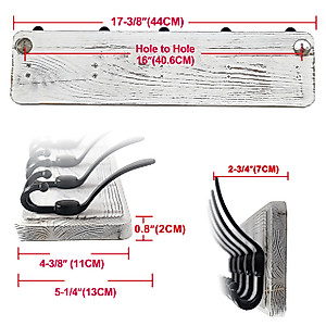 Dseap Coat Rack Wall Mounted - 5 Tri Hooks, Heavy Duty, Wooden Wall Coat Hanger Coat Hook for Clothes Hat Jacket Clothing, Natural & Black, 2 Packs