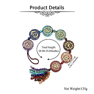 Jovivi Chakra Stones Hanging Ornament 7 Chakra Symbol Healing Crystals Hanging Tassels Wall Hanger for Yoga Meditation Window Car Crystal Decor Home Indoor Christmas Decoration