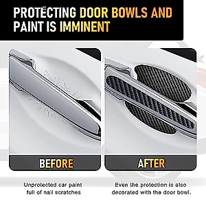 gunhunt 8 PCS Car Door Handle Scratch Protectors, Carbon Fiber Car Door Handle Cover Anti Scratch Car Stickers, Door Handle Cups Protective Film Door Bowl Sticker (Black)