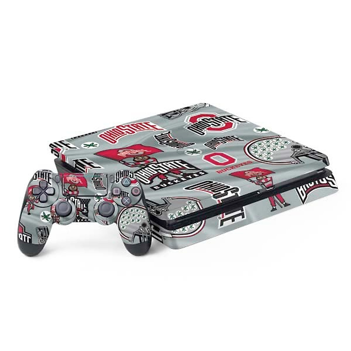 Skinit Decal Gaming Skin Compatible with PS4 Slim Bundle - Officially Licensed Ohio State University Ohio State Pattern Design