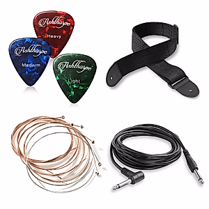 Ashthorpe Full-Size Dreadnought Cutaway Acoustic-Electric Guitar Bundle - Premium Tonewoods - Black