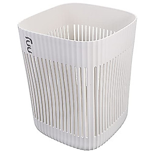 Kichvoe Waste Paper Basket, Hollow Pattern Desktop Trash Can White Rubbish Bin Without Lid for Home, Office, Living Rooms, Bedrooms