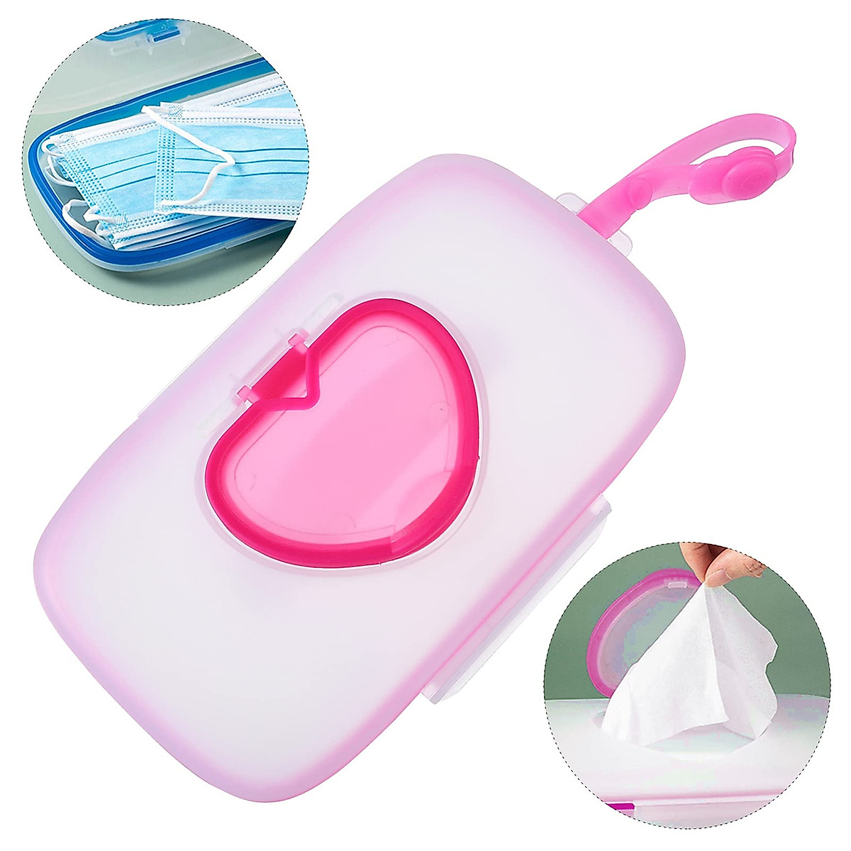 2Pcs On The Go Baby Wipes Dispenser Case Tissue Box Baby Wipe Holder Wipe Container for Outdoor Travel Car Pink