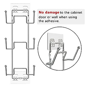 VZINO 2 Pack Pot Lid Organizer Rack for Cabinet Door/Wall, No Drilling Adhesive Wall/Door Mounted Pot and Pan Lid Holder, Plating Metal, Silver