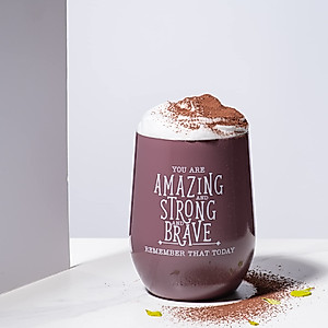 DIVERSEBEE Inspirational Thank You Gifts for Women, Mom, Sister, Wife, Girlfriend, Coworker, Best Friend, Encouragement Birthday Wine Gifts - Insulated Wine Tumbler Cup with Lid 12oz(Mauve)