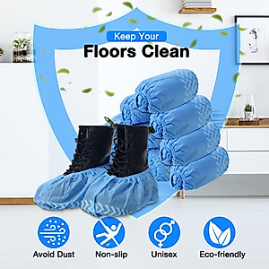 Jeere 600 Packs Disposable Boot Shoe Covers Non Slip Thick Extra Booties for Shoes Covers Durable Boot Covers for Men Women Virtually Most Shoes, Blue