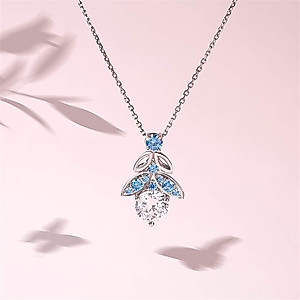 Jeulia Butterfly Round Cut Sterling Silver Necklace Gift for Women Love Party Jewelry Valentine's Day Engagement Gift With Jewelry Box