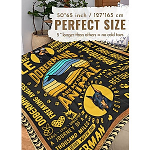 InnoBeta Doberman Pinscher Gifts, Doberman Blanket Throws for Dobie Mom Dad, Gifts for Doberman Pinscher Lovers, 50 x 65 inches, Perfect for Birthday Christmas Thanksgiving