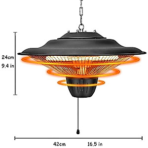 Outdoor Patio Heaters,110V Electric patio heater,Hanging Ceiling Mounted Heater Outdoor Space Heater/outdoor heaters for patio 2 Heat Setting 600/1500W for Garage Backyard Restaurant Thanksgiving
