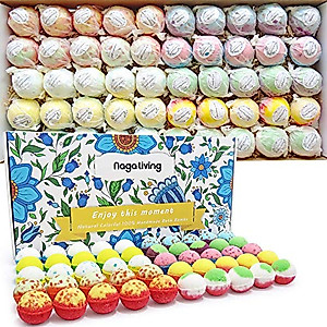 Organic Bath Bombs Gift Set, 50 Handmade Bulk Bath Bombs For Kids, Women, Men, Wonderful Fizz Effect Bath Gift For Valentine's Day, Christmas & Any Anniversaries