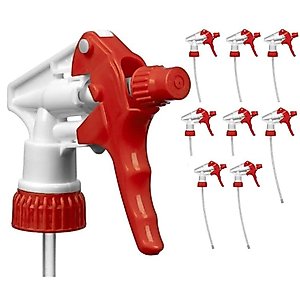 Decony Heavy Duty Replacement Trigger Sprayer Nozzles Industrial and Commercial Cleaning Chemical Resistant for 16oz / 32oz Spray Bottle W/Adjustable 9.25" Dip Tube for 28/400-12 pc.