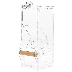 Bird Automatic Food Feeder, 1Pc Acrylic Transparent Parrot Integrated Automatic Feeder Automatic Bird Seed Feeder for Small to Medium Birds(M Single Type)